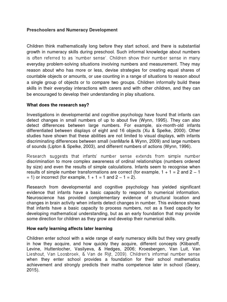 Preschoolers and Numeracy Development: What Does The Research Say ...