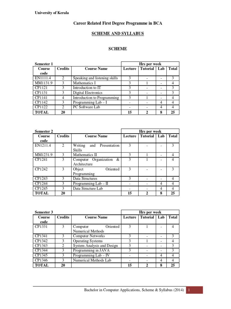 55revised Bca Syllabus | PDF | C++ | C (Programming Language)
