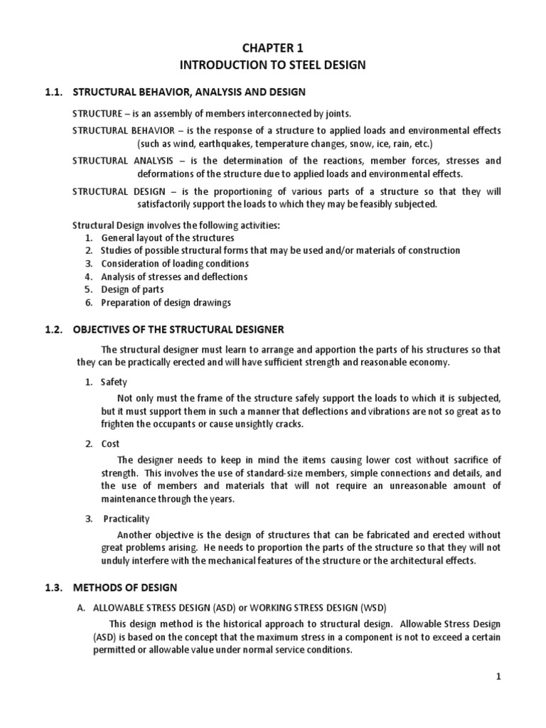 Steel Design Handout Chapters 1 3 | PDF | Strength Of Materials | Steel