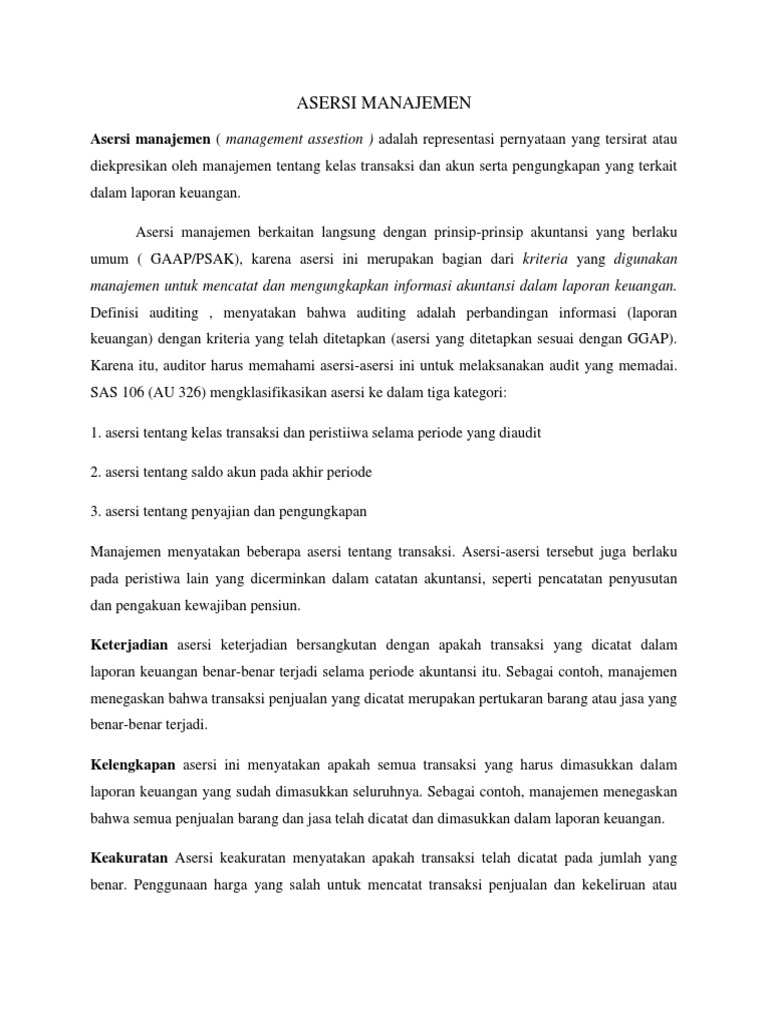 Asersi Manajemen | PDF
