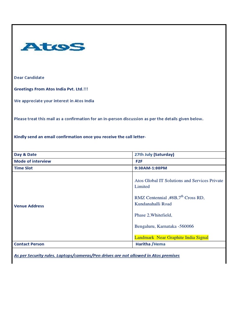 ATOS Bangalore | PDF