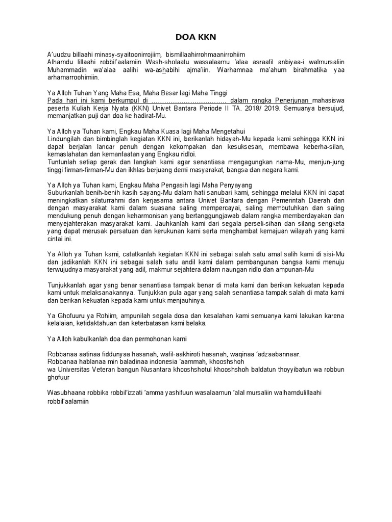 Doa KKN | PDF