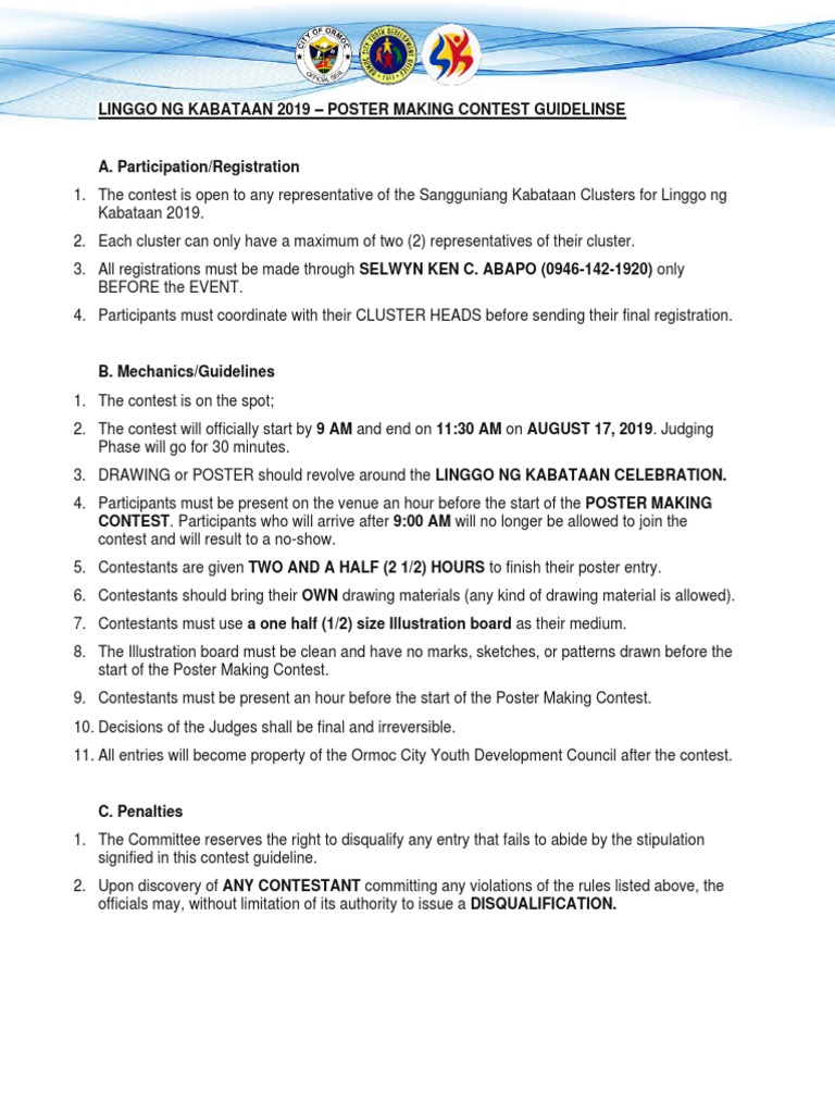 Linggo NG Kabataan 2019 - Poster Making Contest Guidelinse | PDF ...
