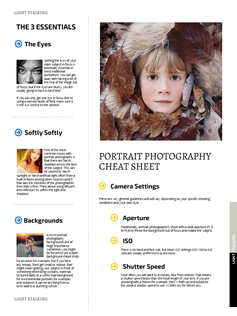 Portrait Photography Cheat Sheet | PDF | Portrait Photography | Shutter ...