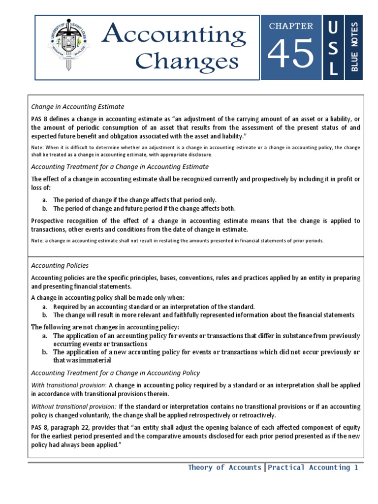 Change in Accounting Estimate | PDF | Financial Statement | Accounting