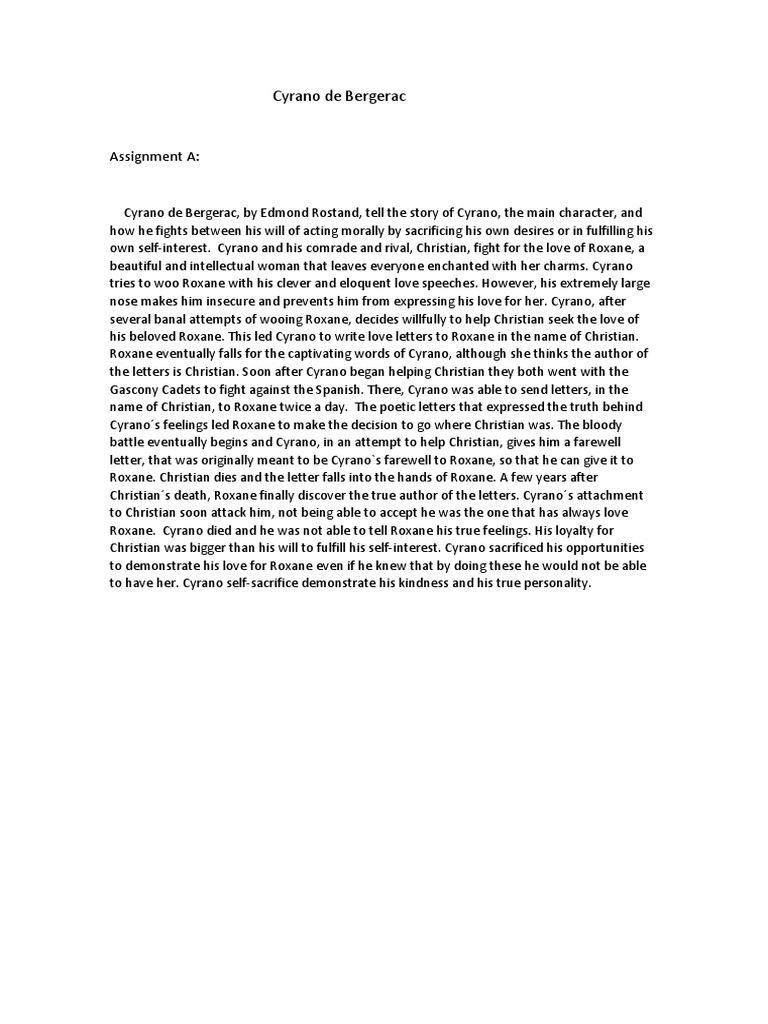 Cyrano de Bergerac: Assignment A | PDF