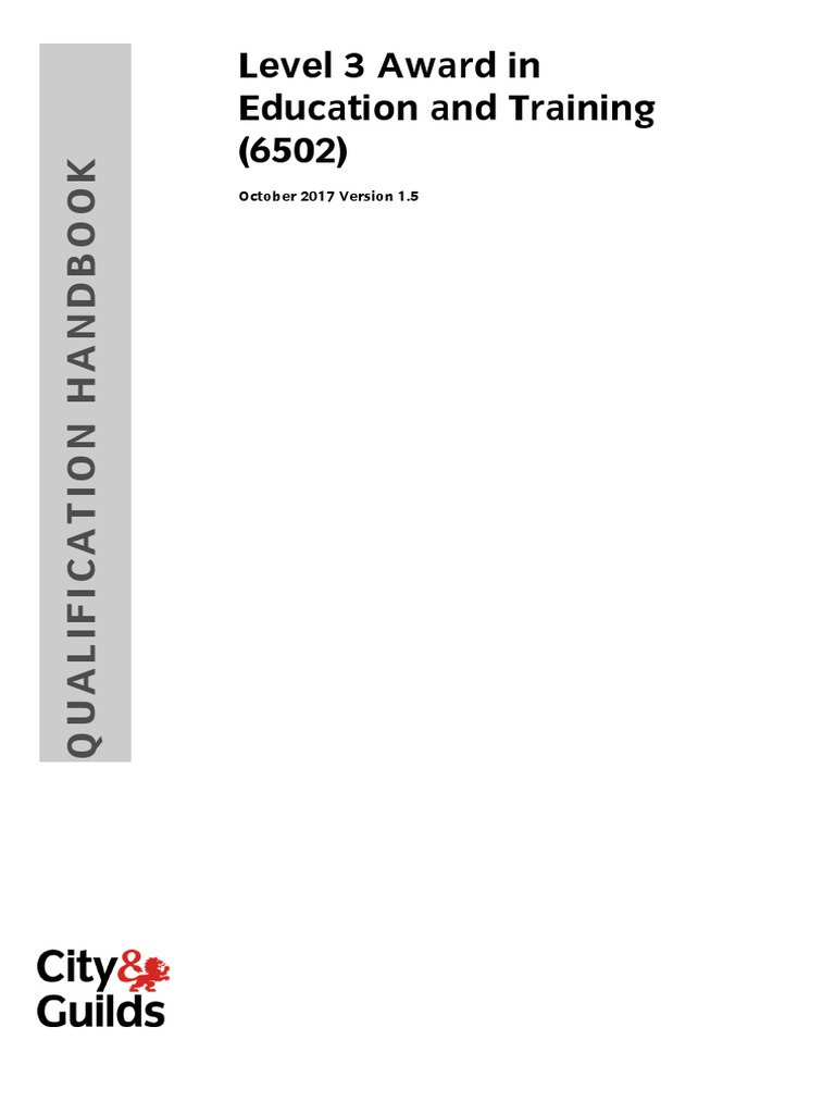 6502 L3 Award Qualification Handbook v1-5 PDF | PDF | Learning | Teachers