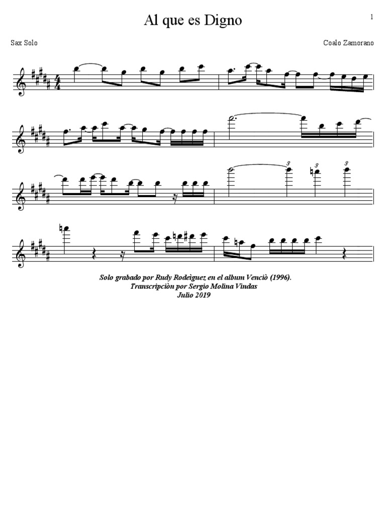 Al Que Es Digno Sax Solo | PDF