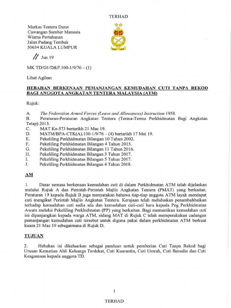 Hebahan Pemanjangan Cuti Tanpa Rekod PDF | PDF