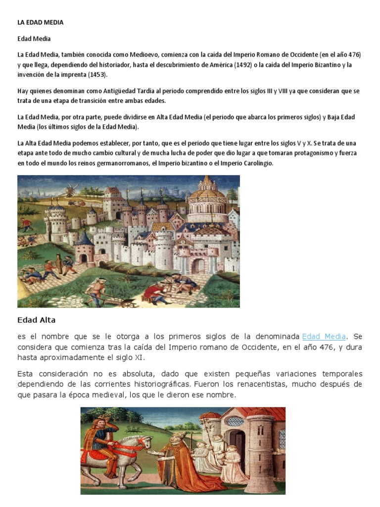 Resumen de la Edad Media y sus etapas | PDF | Edades medias | Renacimiento