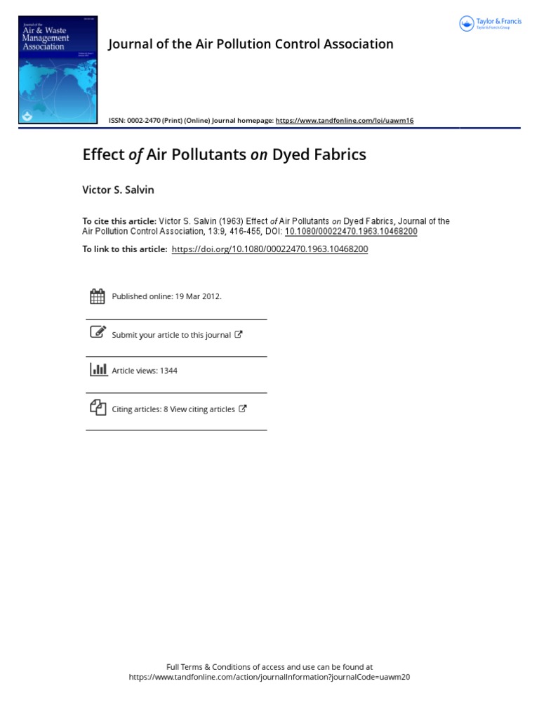 Impact of Air Pollutants on Fabric Dyes | PDF | Dye | Ozone