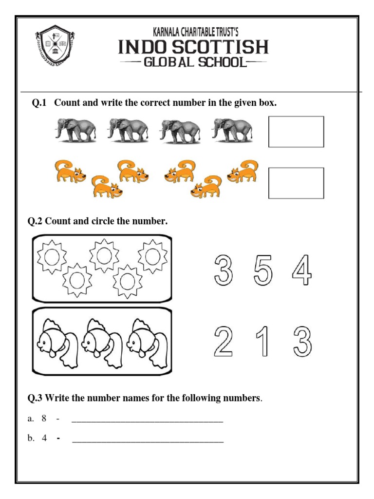 Q.1 Count and Write The Correct Number in The Given Box | PDF