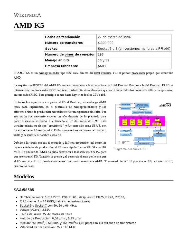 Amd K5 | PDF | Microprocesador | Ingeniería Informática
