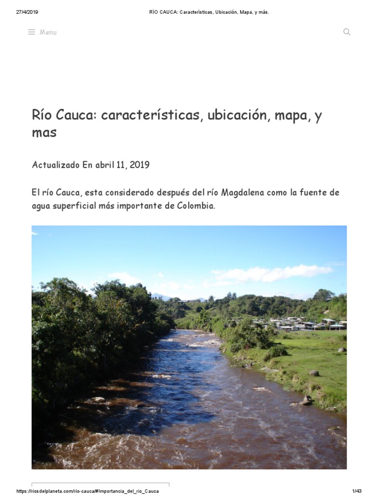 RÍO CAUCA - Características, Ubicación, Mapa, y Más | PDF | Andes | Río