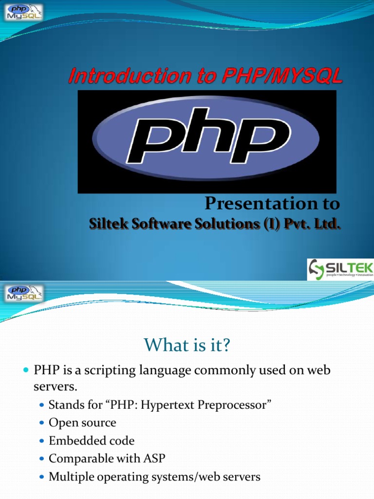 Presentation To: Siltek Software Solutions (I) Pvt. LTD | PDF | Php ... Presentation To: Siltek Software Solutions (I) Pvt. LTD | PDF | Php ...