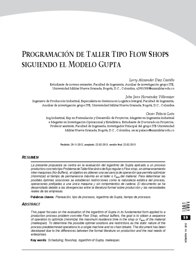 Programacion de Taller Tipo Flow Shops Siguiendo e | PDF | Ingeniería ...