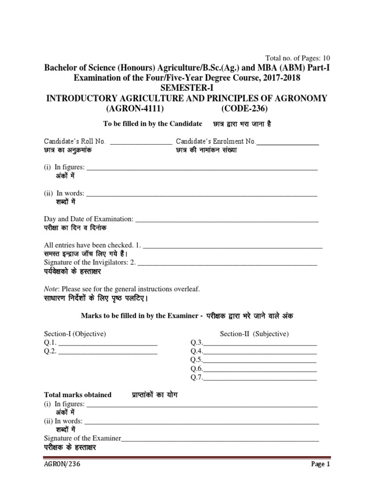 Introductory Agriculture and Principles of Agronomy | PDF | Asset ...