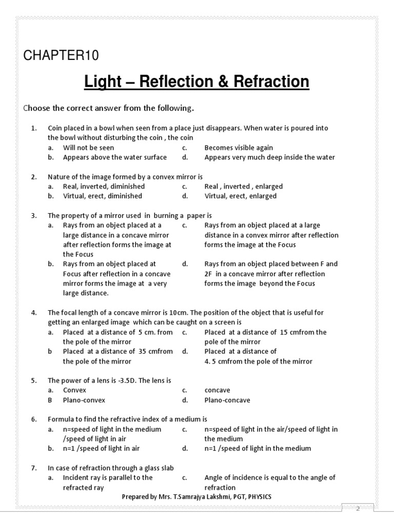 CBSE Class 10 Physics MCQs All Chapters PDF | PDF | Lens (Optics ... CBSE Class 10 Physics MCQs All Chapters PDF | PDF | Lens (Optics ...