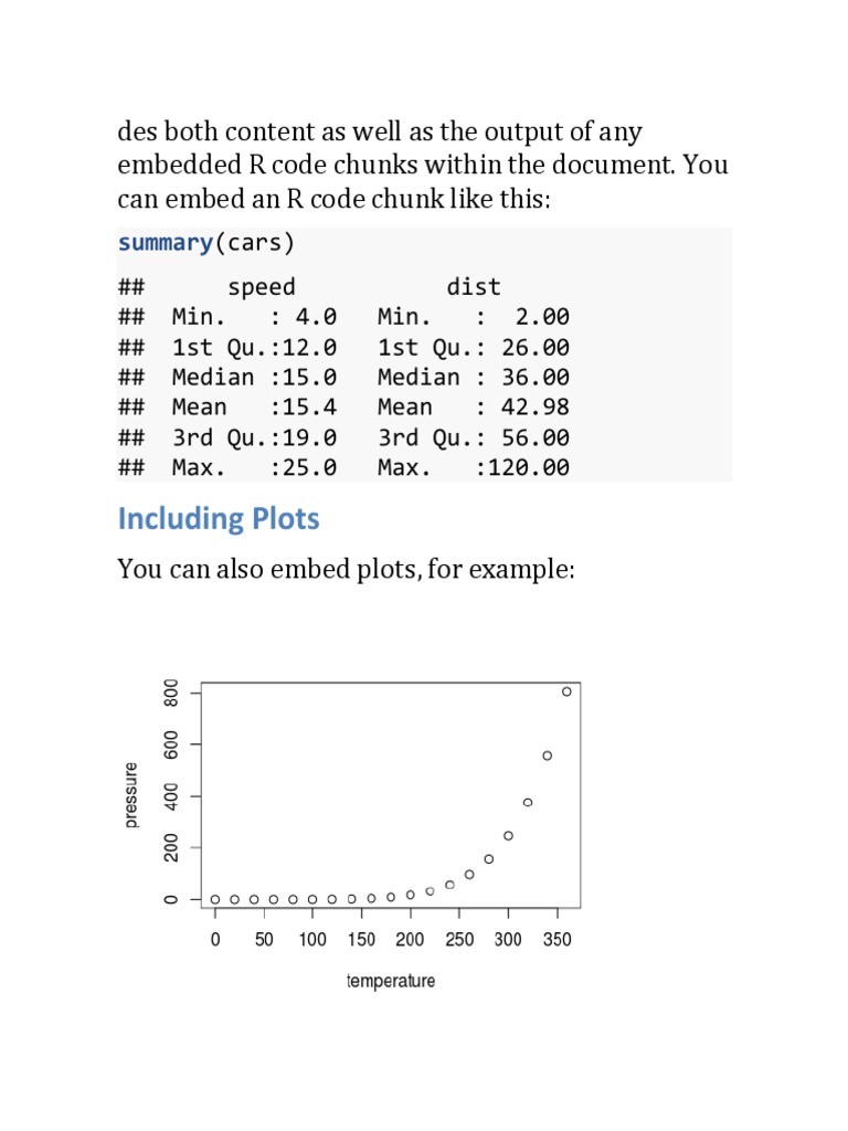 R Markdown: Embed R Code and Plots | PDF | Html | Microsoft Word