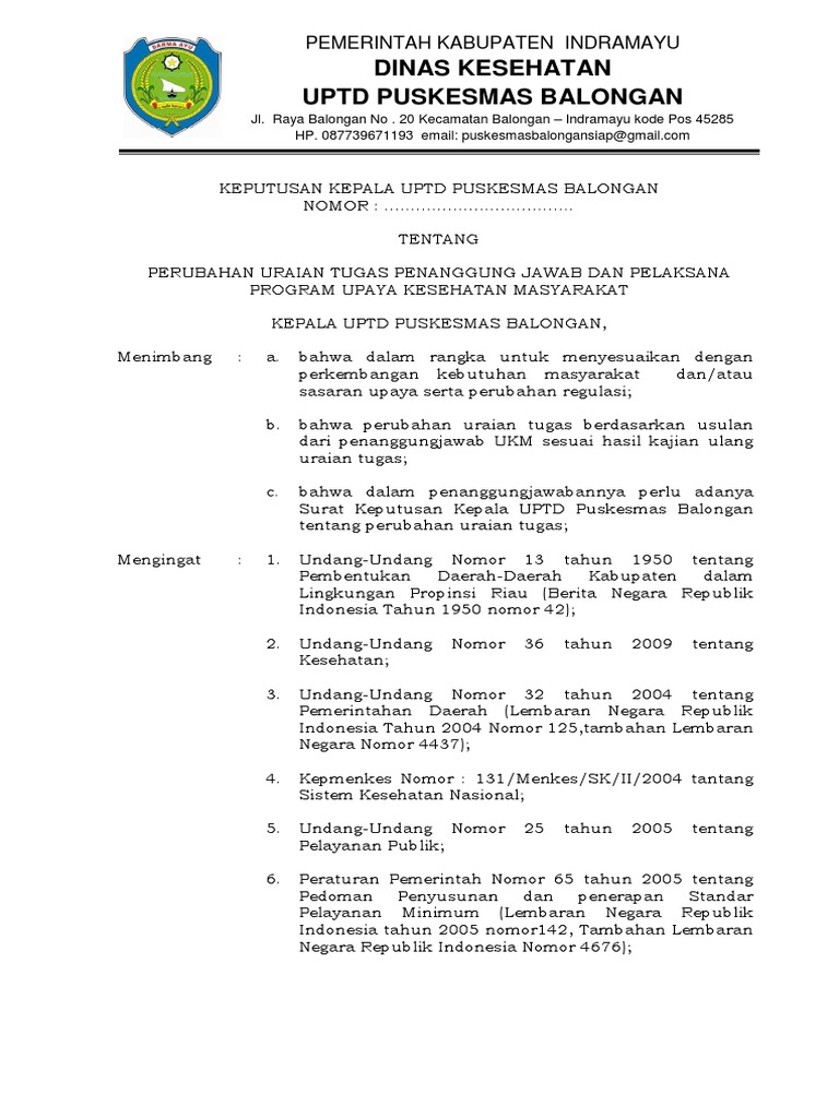SK Perubahan Uraian Tugas | PDF