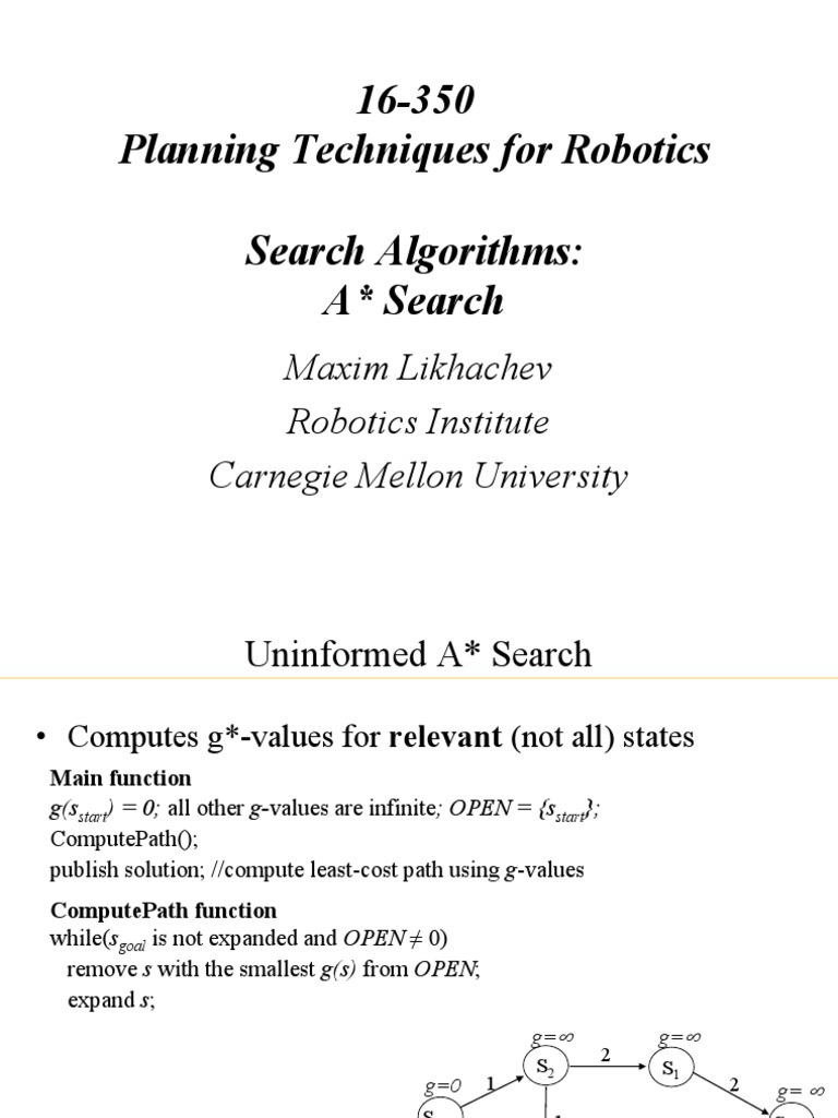 An Overview of A* Search Algorithms for Path Planning in Robotics | PDF ...