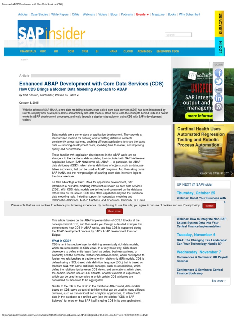 Enhanced ABAP Development With Core Data Services (CDS) | PDF | Sap Se | Data Model