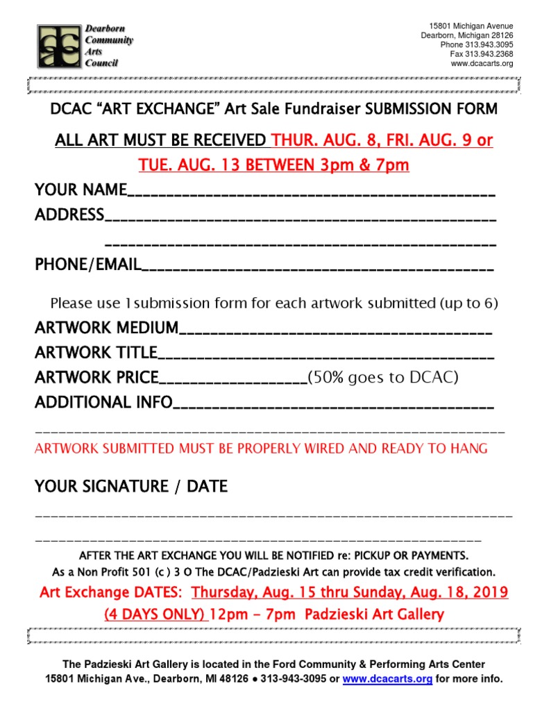 DCAC Art Exchange Fundraiser Submission | PDF