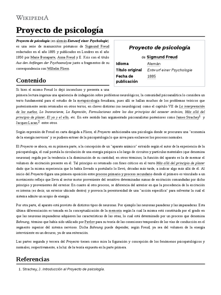 Proyecto de Psicología | PDF | Sigmund Freud | Psicoanálisis