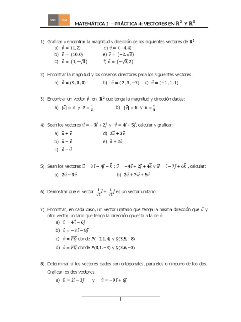 Práctica 4- Vectores en R2 y R3 | PDF | Vector Euclidiano | Triángulo