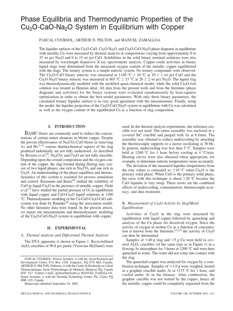 Phase Equilibria and Thermodynamic Properties of The | PDF | Phase ...