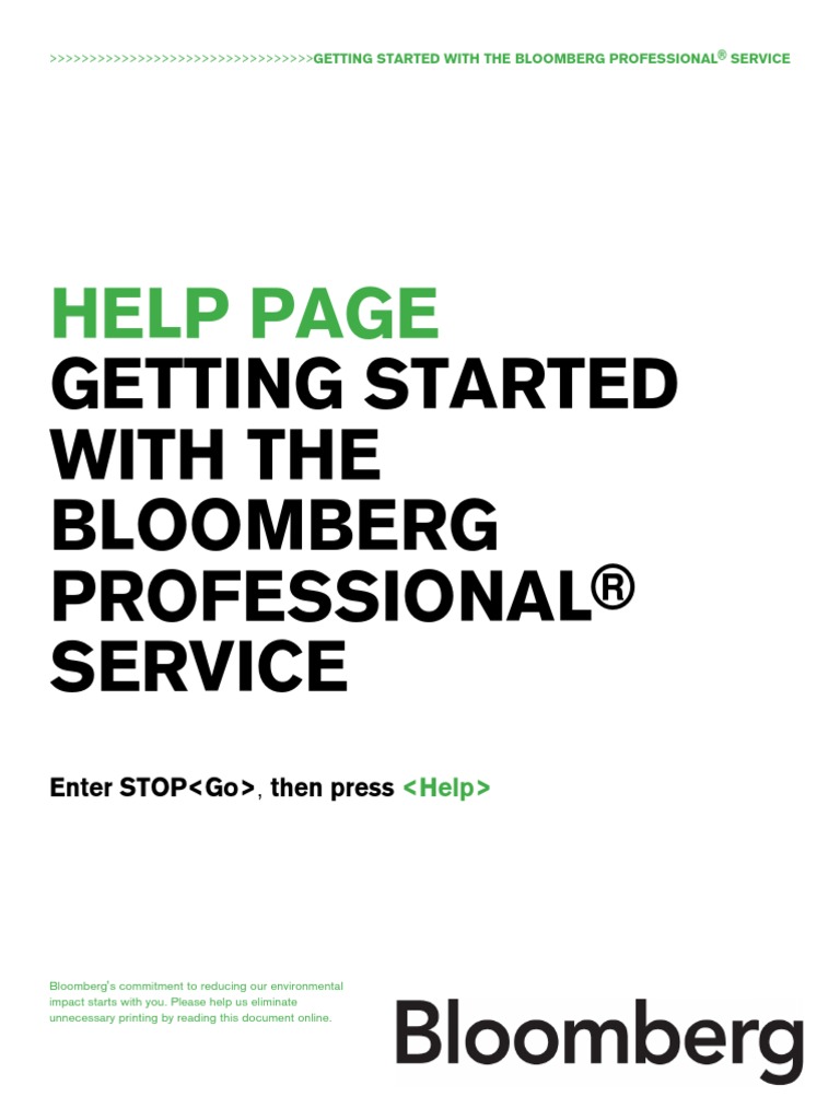 Help Page: Getting Started With The Bloomberg Professional Service ...