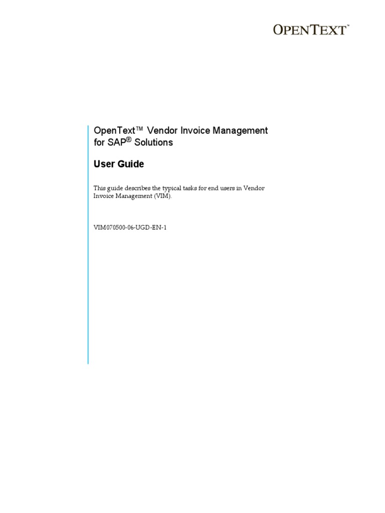 OpenText Vendor Invoice Management For SAP Solutions 7.5 SP6 - User ...