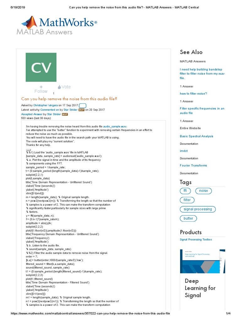 MATLAB Answers: See Also | PDF | Filter (Signal Processing) | Sampling (Signal Processing)
