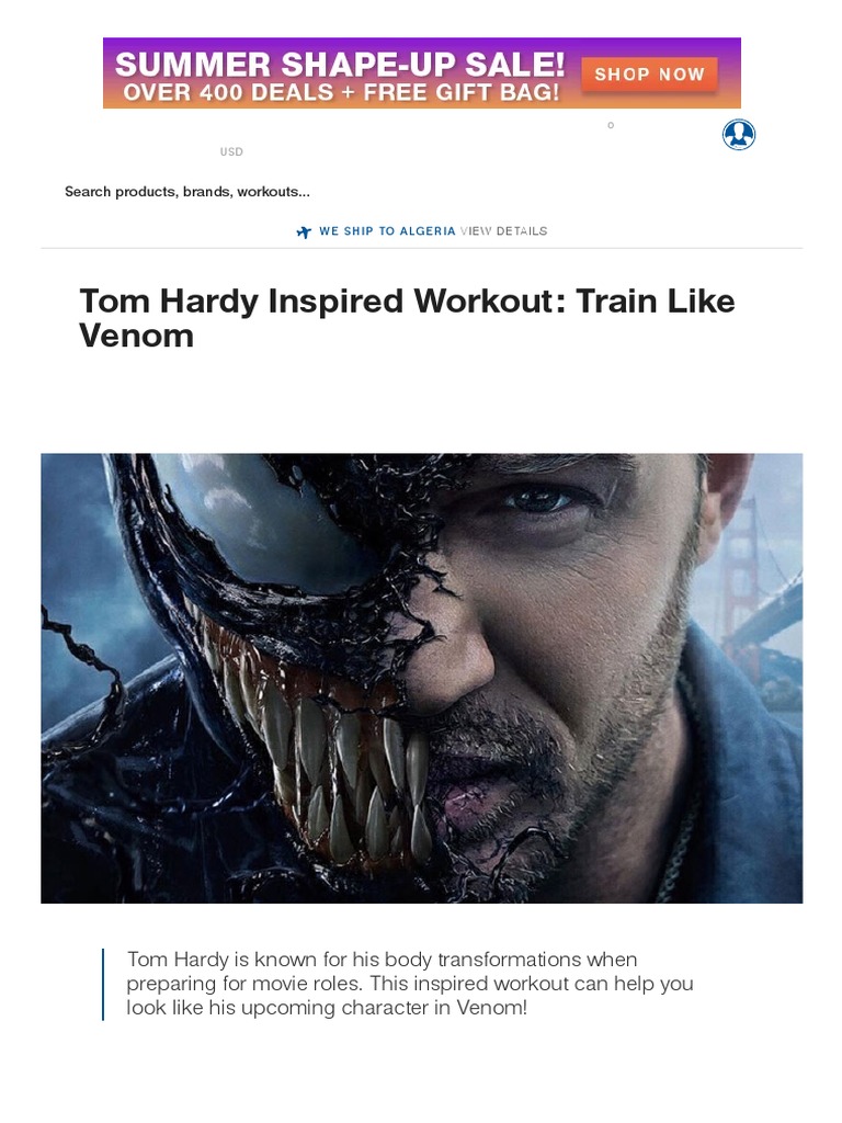 Tom Hardy Inspired Workout - Train Like Venom | PDF | Weight Training ...
