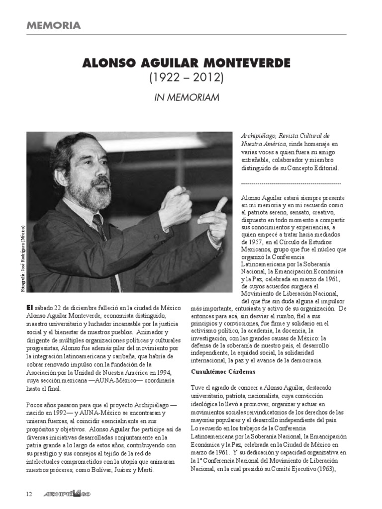Homenaje a Alonso Aguilar Monteverde | PDF | America latina | Ciudad de ...