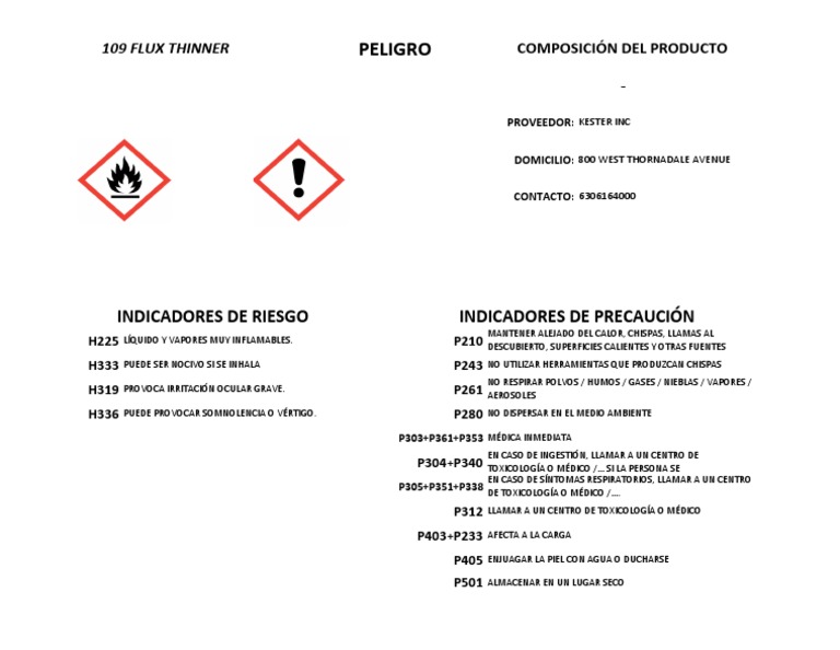Tinner SGA Etiqueta PDF | PDF | Química | Naturaleza