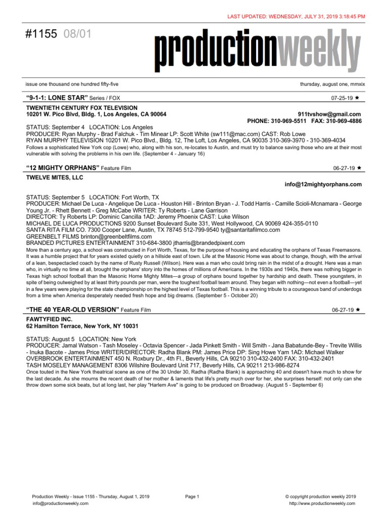 Production Weekly - Issue 1155 - Thursday, August 1, 2019 / 148 ...