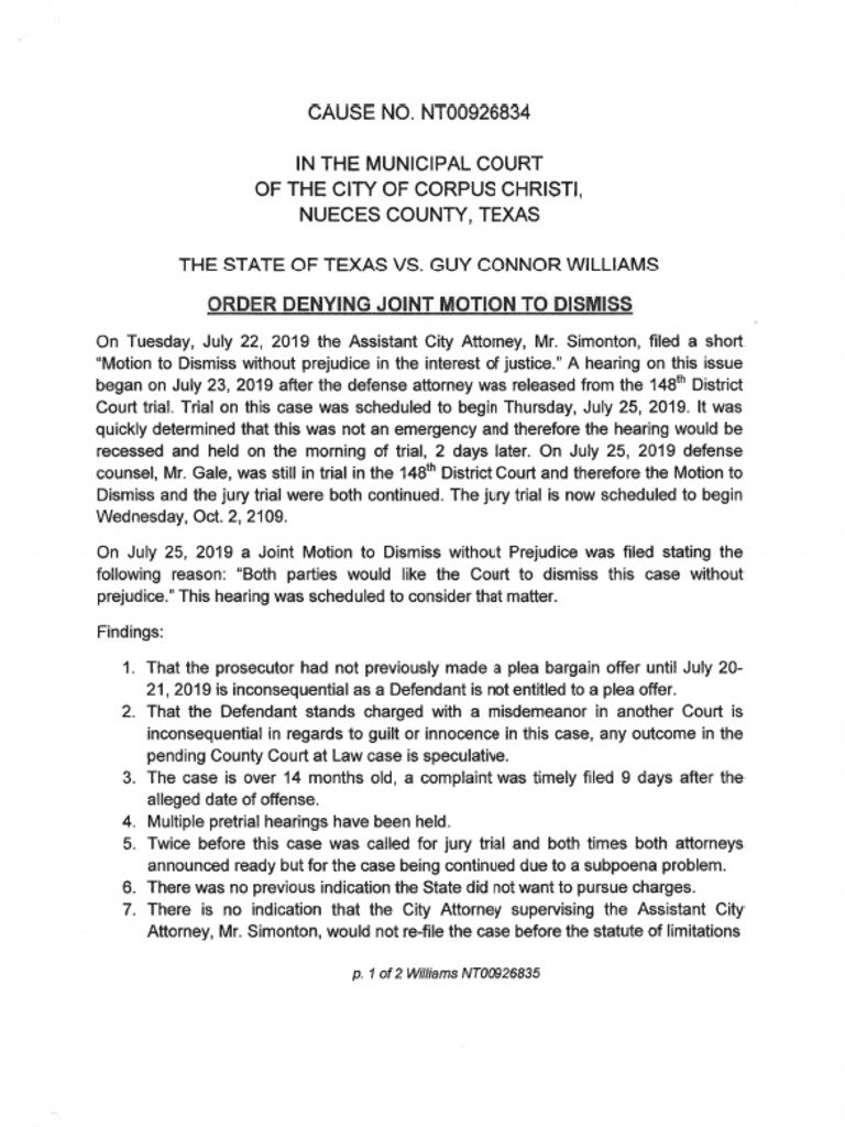 Order Denying Joint Motion To Dismiss | PDF