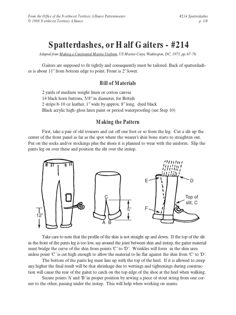Spatterdashes or Half-Gaiters | PDF | Seam (Sewing) | Textiles
