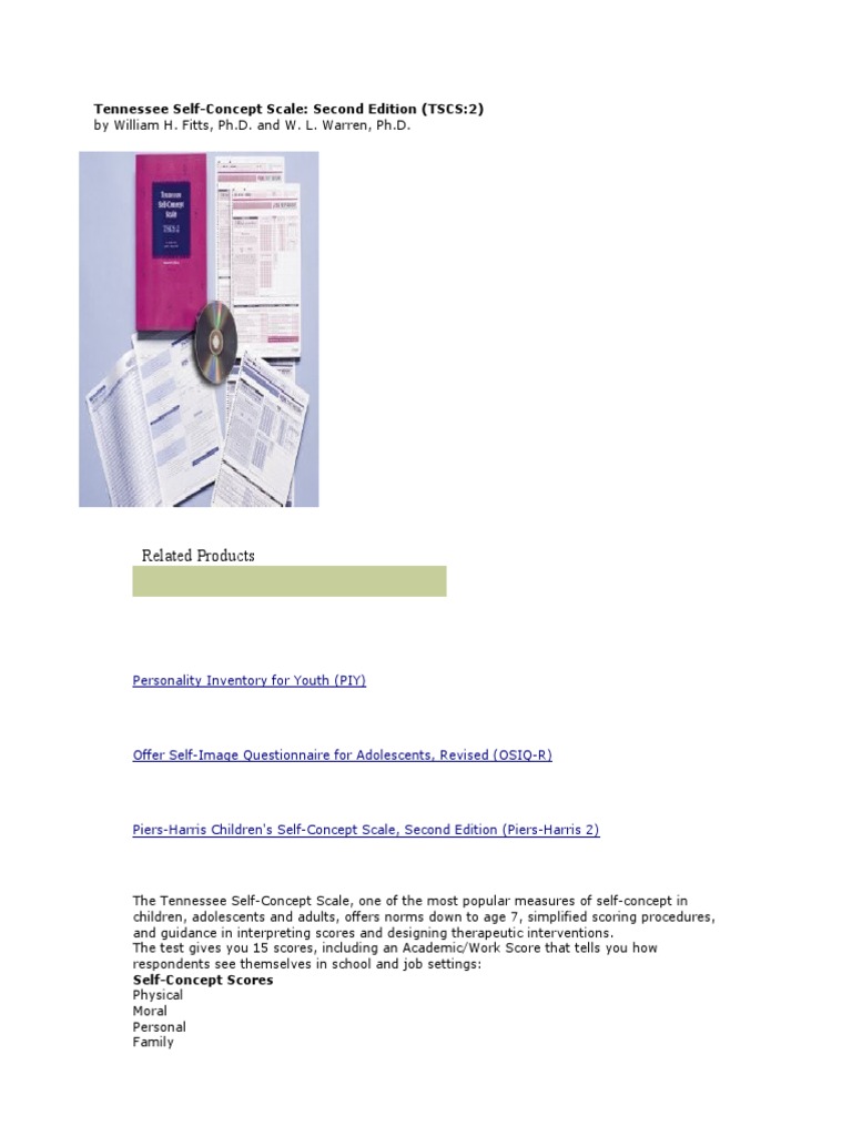 Tennessee Self Concept Scale,.Second Edition | PDF