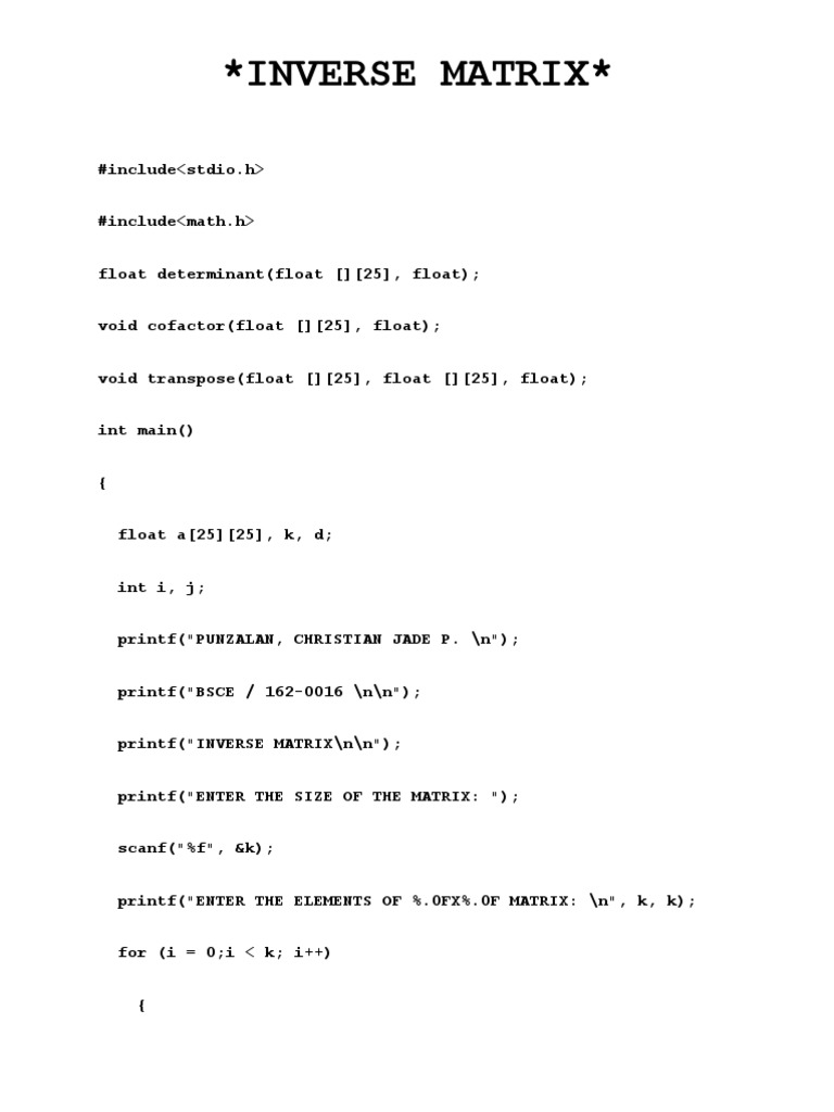 Inverse Matrix | PDF | Determinant | Functional Analysis