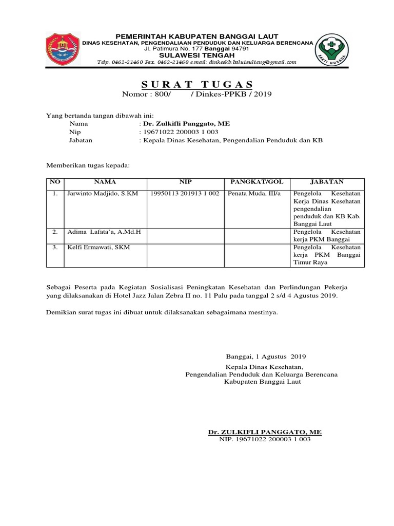 Surat Tugas Pengelola Kesker Dan Pengelola PKM | PDF