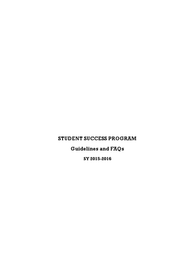 Student Success Program Guidelines and Faqs | PDF | Mentorship ...