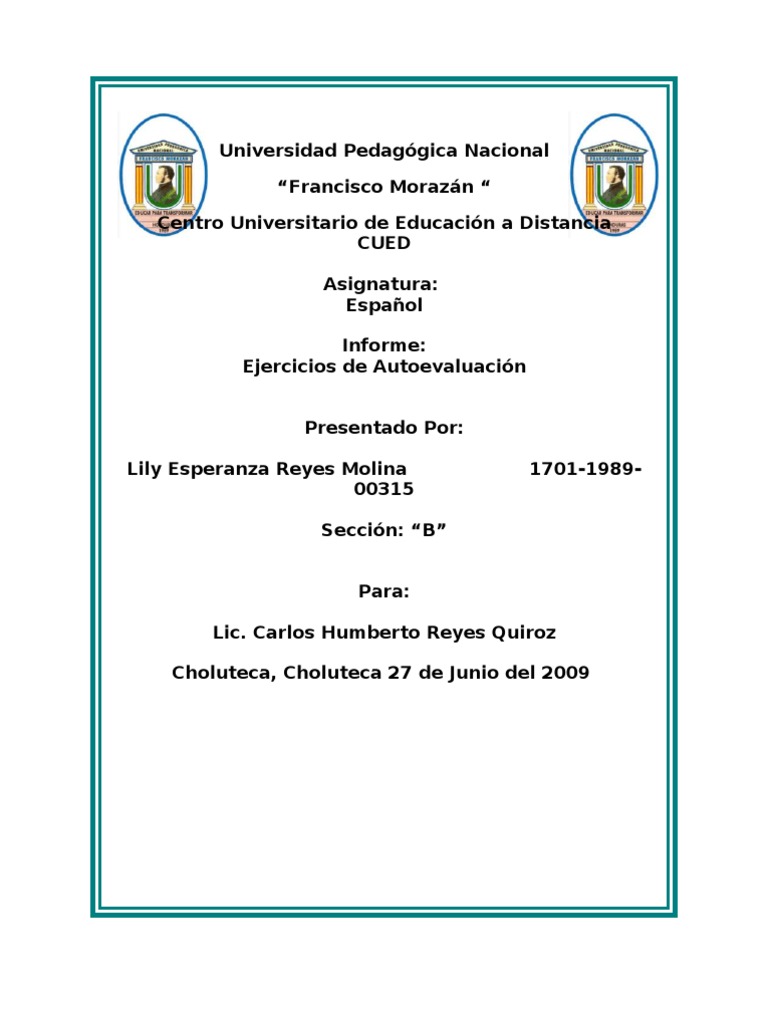 Ejercicios de Autoevaluación en Español | PDF | Artes del Lenguaje y ...