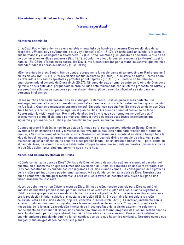 La Importancia de la Visión Espiritual | PDF | Cristo (título) | Pablo ...