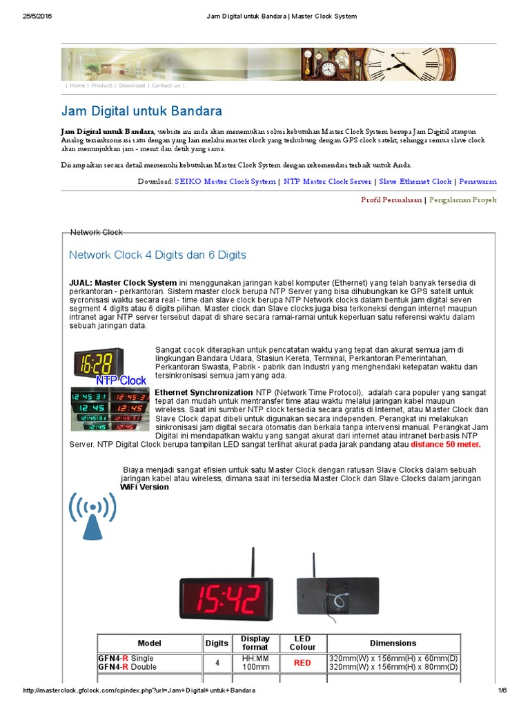 Jam Digital Untuk Bandara - Master Clock System | PDF