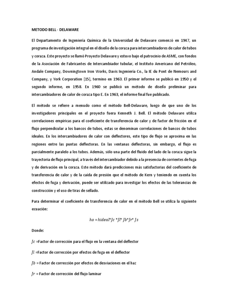 Método Bell-Delaware en Intercambiadores | PDF | Intercambiador de ...