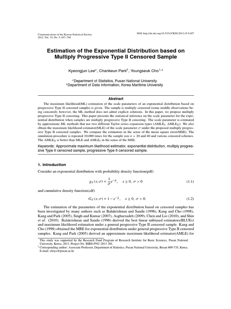 2012-Estim. of The Exponential Distr Based On Multiply Progr Type II | PDF | Bias Of An ...