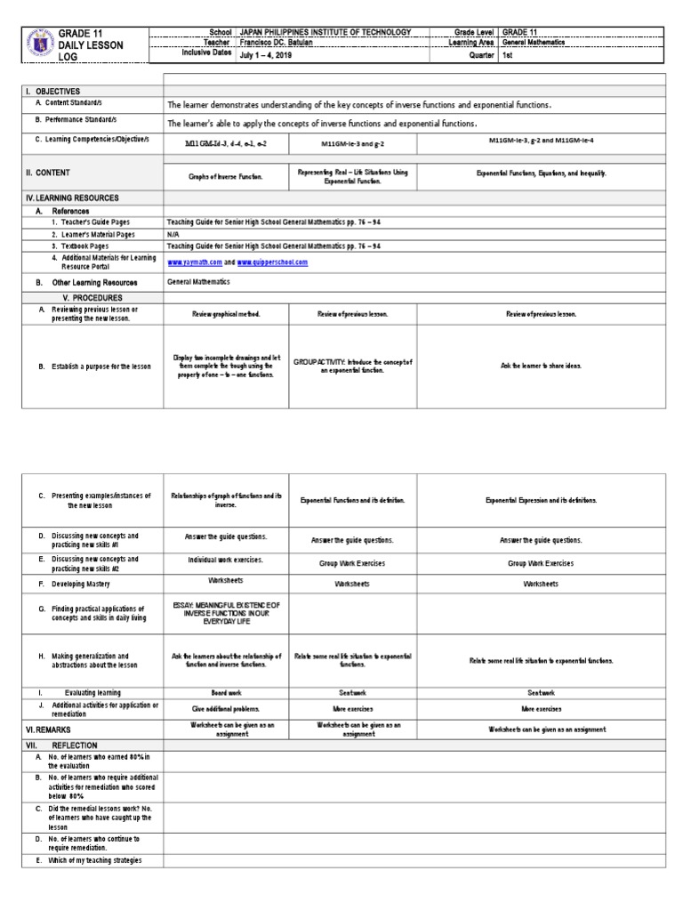 DLL General Math | Download Free PDF | Function (Mathematics) | Exponential Function