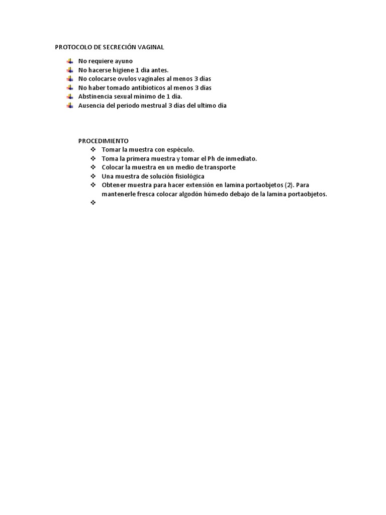 Protocolo Secresion Vaginal | PDF